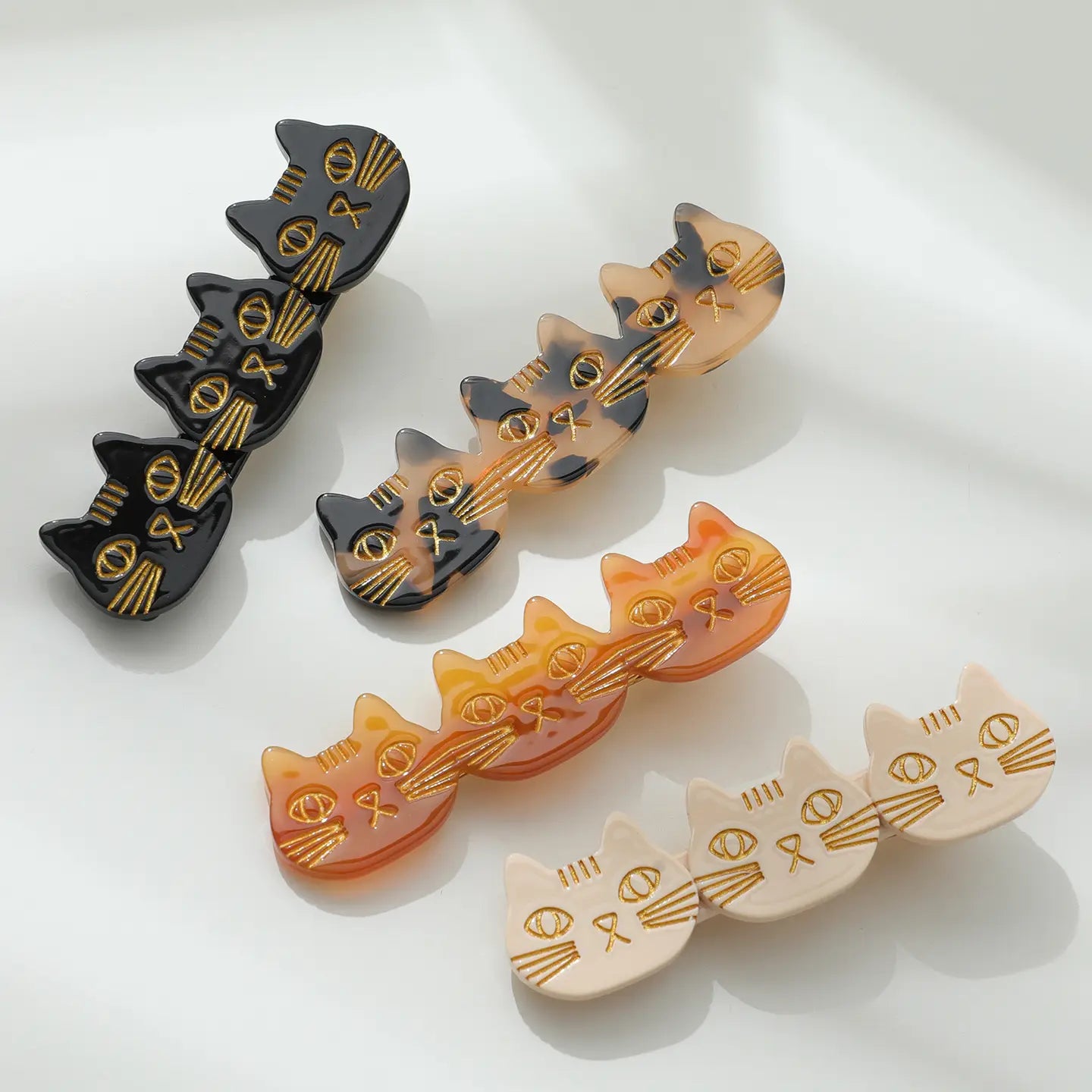 Triple Cat Face Barrette Hair Clip – Fiori and Fern